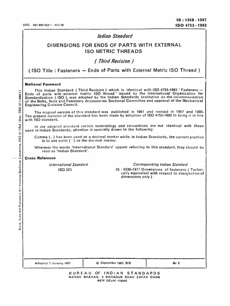 Is 1368-1987 - 3750 | PDF