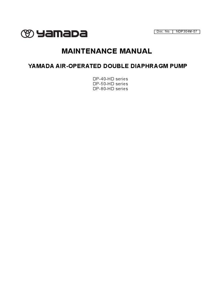 Yamada Diaphragm Pump 80 Series Manual | PDF | Screw | Valve