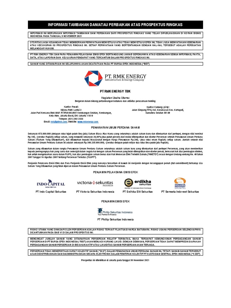 48 Rmke Prospektus Ipo 2021 | PDF | Pengelolaan Keuangan & Uang