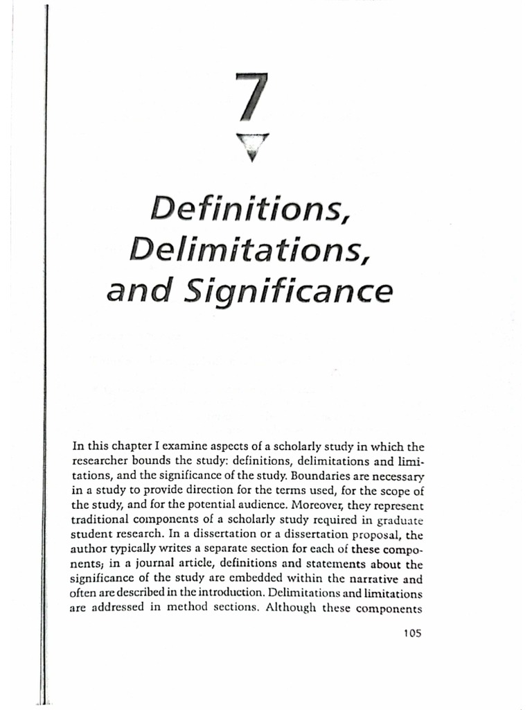 Chap. 10 Definitions, Delimitations, and Significance | PDF