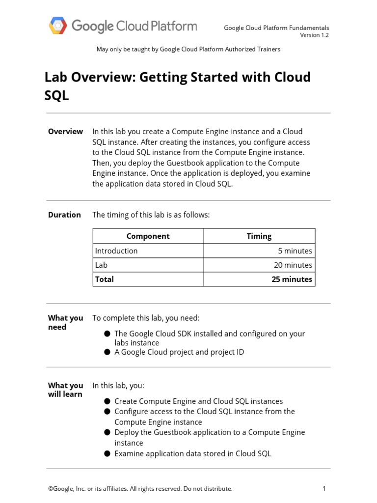 Lab Overview Getting Started With Cloud Sql Overview In This Lab You Create A Compute Engine 