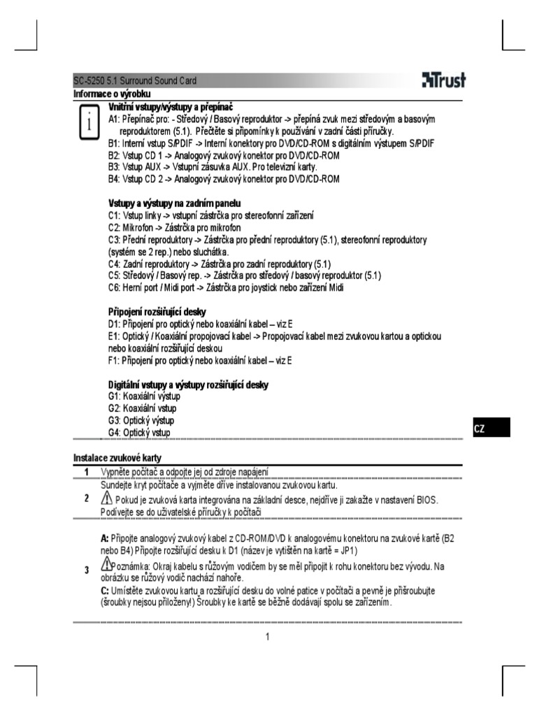 Trust Manuals Usermanuals CZ 1.0 | PDF