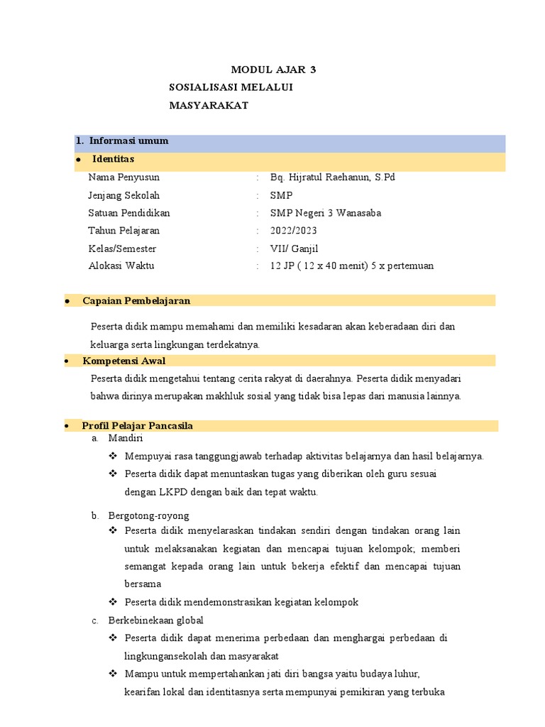 Modul 3 Sosialisasi Dalam Masyarakat | PDF | Karier & Perkembangan | Ilmu Sosial