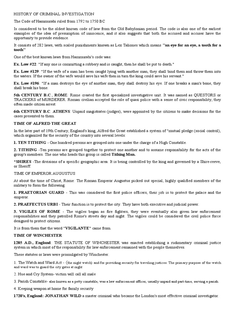 Cdi 1 Topic 1 History of Criminal Investigation | Download Free PDF ... Cdi 1 Topic 1 History of Criminal Investigation | Download Free PDF ...