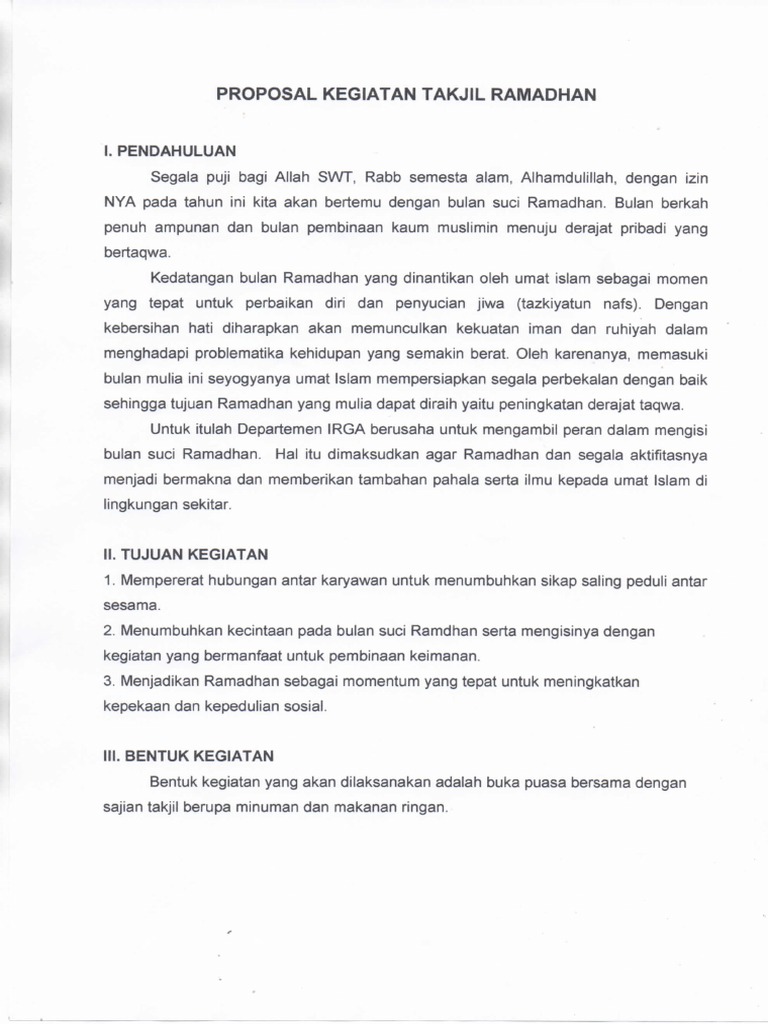 Proposal Kegiatan Takjil Ramadhan | PDF