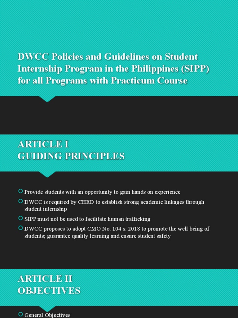 DWCC Policies and Guidelines On Student Internship Program in The ...
