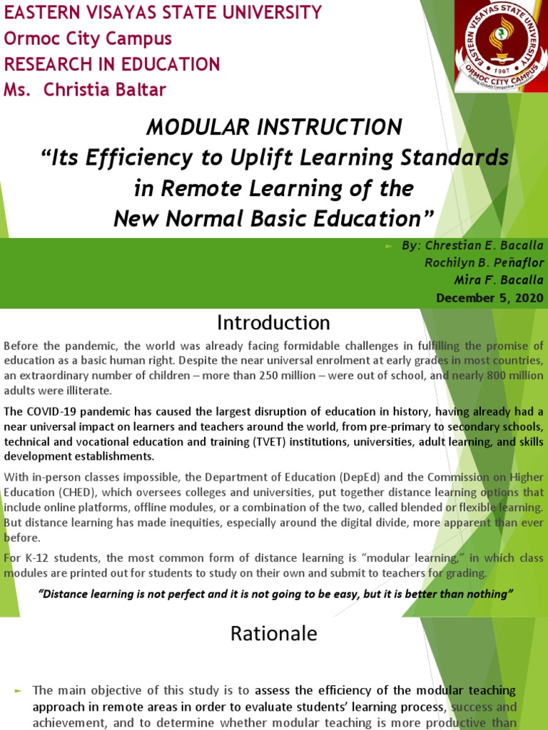 Modular Instruction - Final | PDF | Teaching Method | Learning