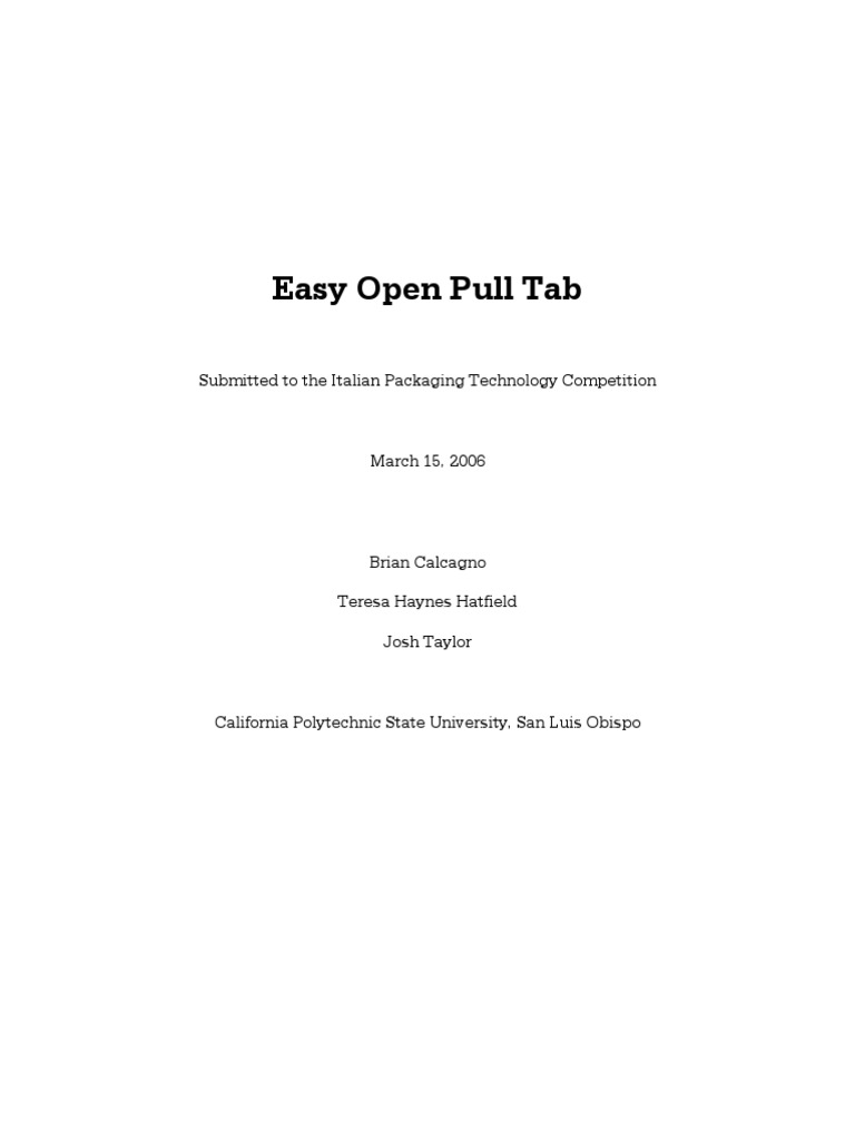 Easy Open Pull Tab | PDF | Manufactured Goods