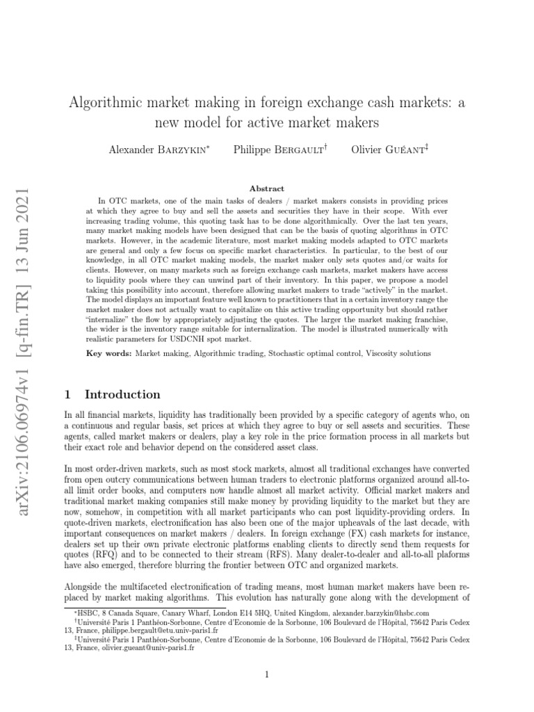 Algorithmic Market Making in Foreign Exchange Cash Markets: A New Model ...