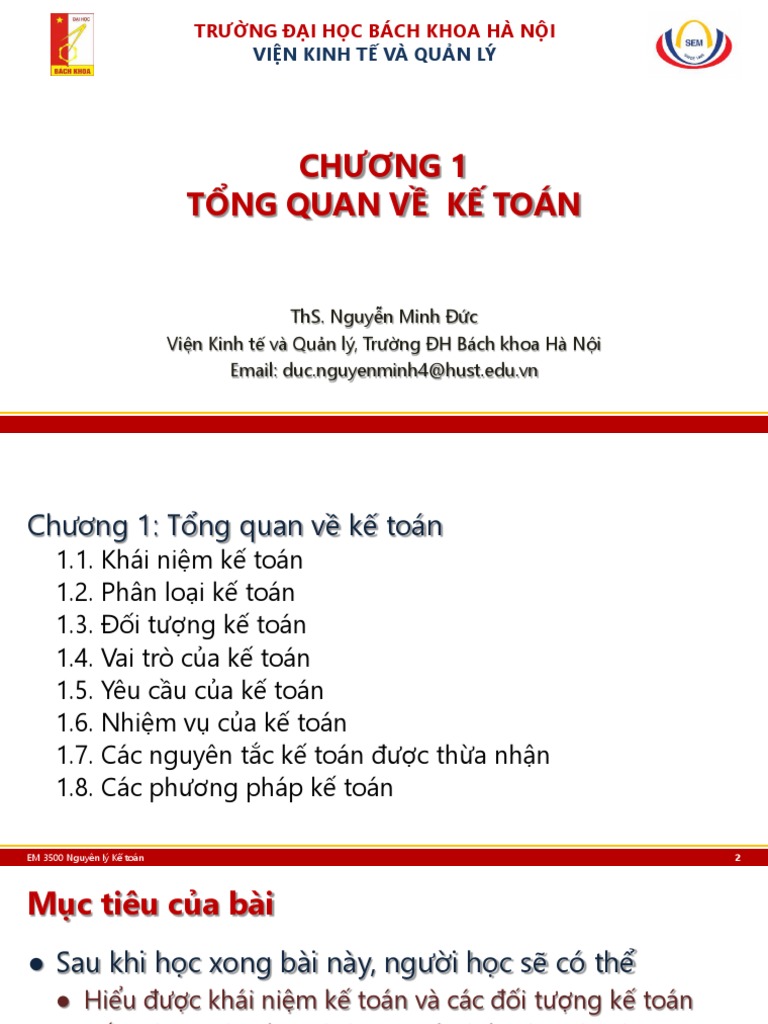 Slide nguyên lý kế toán bản cut - HUST | PDF
