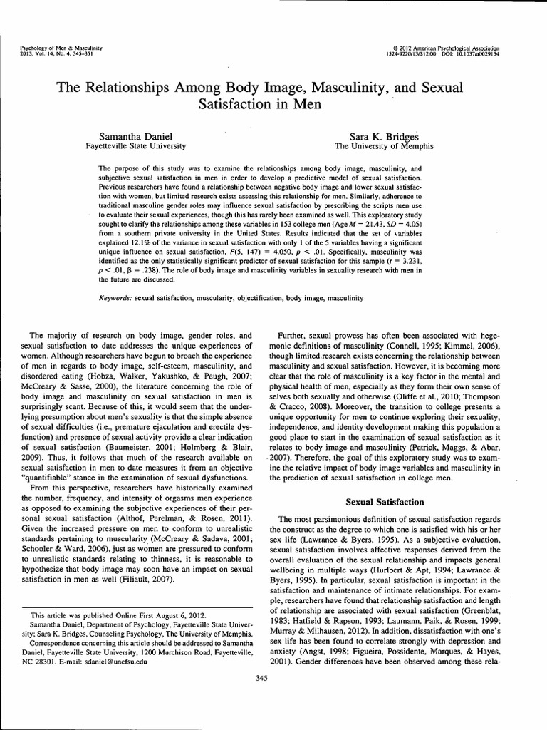 Daniel, S., & Bridges, S. K | PDF | Masculinity | Body Image