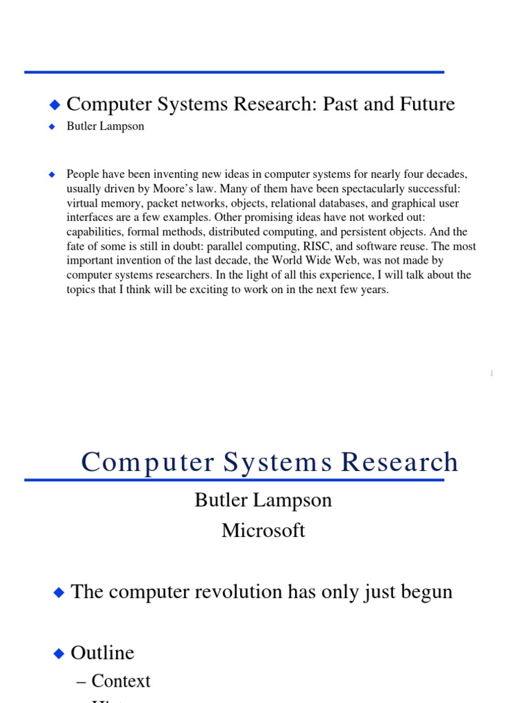 Computer Systems Research | PDF