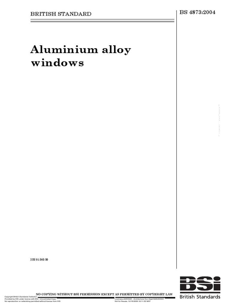 BS 4873 2004 Aluminum Alloy Windows | PDF | Window | Corrosion