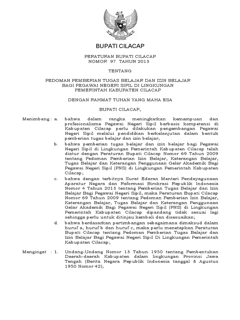 Pedoman Tugas Belajar PNS Cilacap | PDF