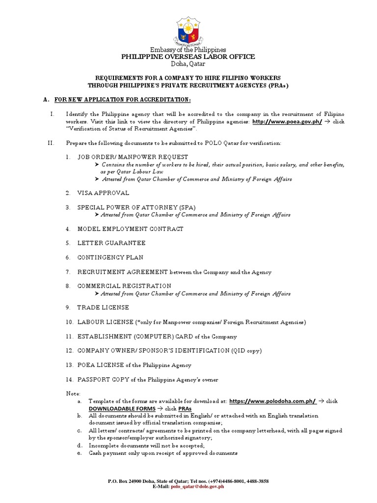 Checklist of Requirements - Job Order (Landbased) For POLO OWWA | PDF ...