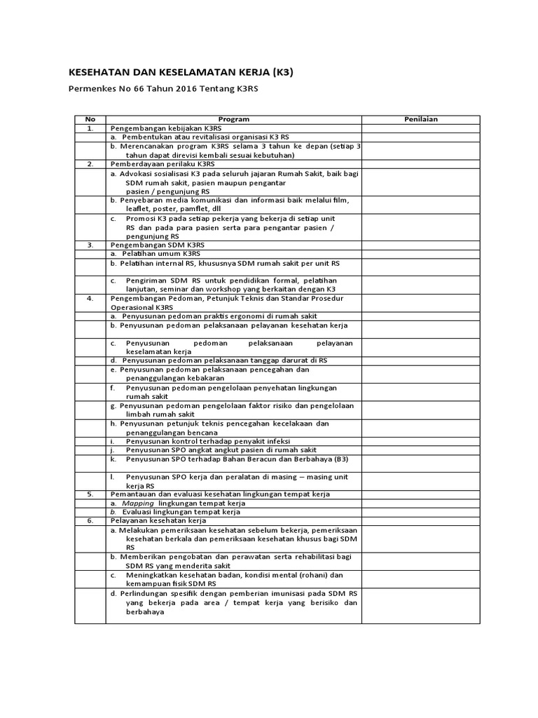 Checklist K3 | PDF | Kesehatan Holistik