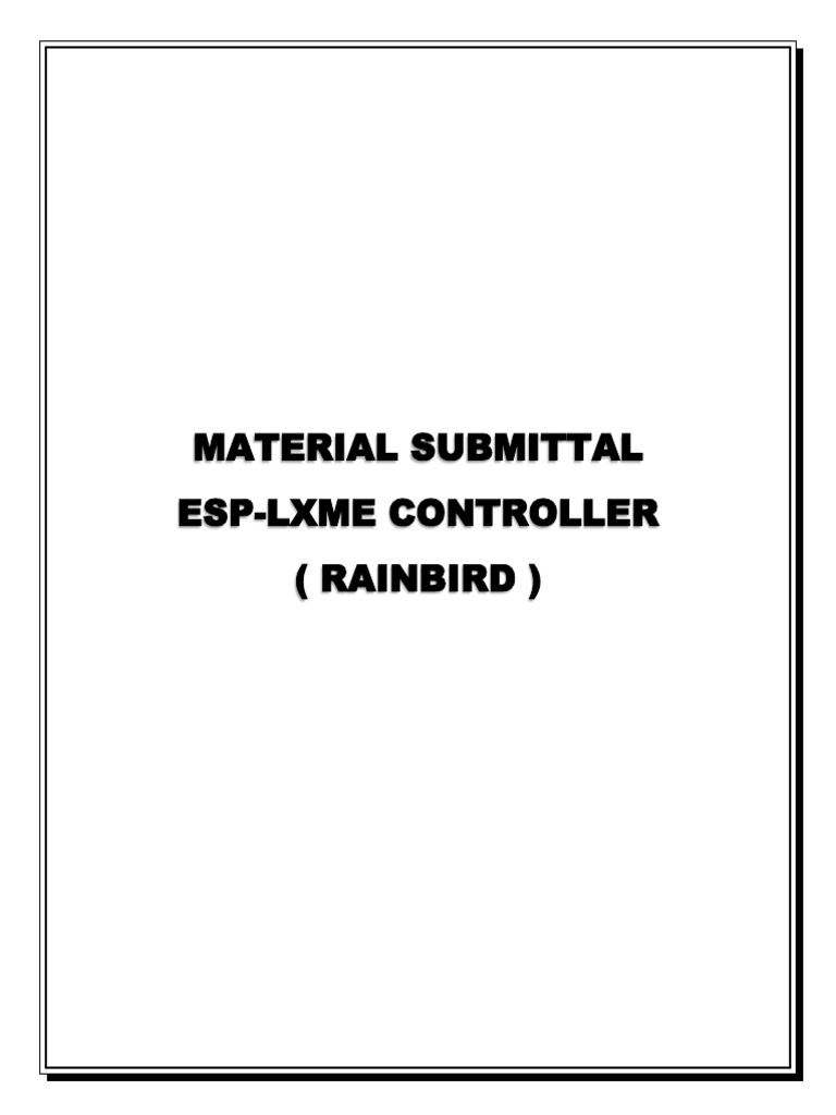 Material Submittal Esp-Lxme Controller (Rainbird) | PDF | Iso 9000 | Valve