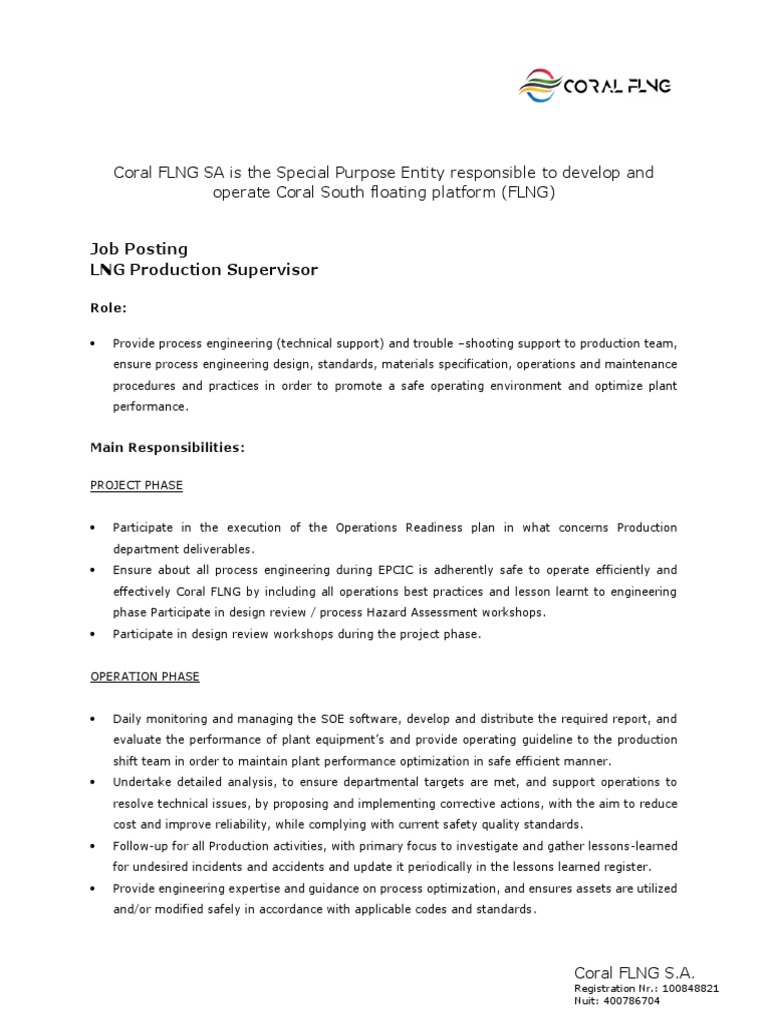 Coral FLNG SA Is The Special Purpose Entity Responsible To Develop and ...