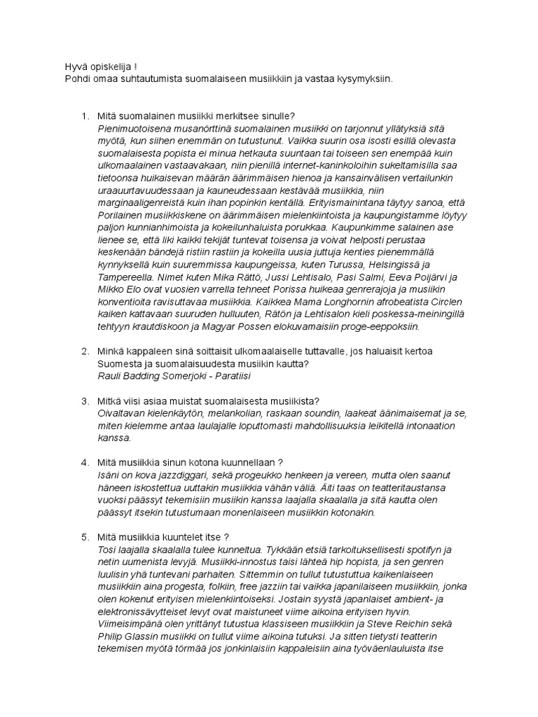 Marius Vallin - Suomalainen Musiikki Ja Minä | PDF