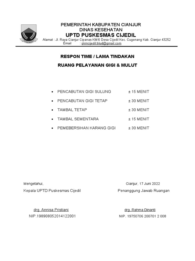 Respon Time Ruangan | PDF