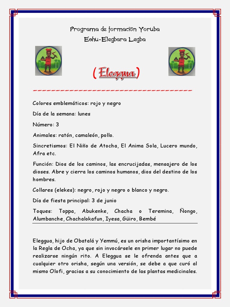 Eleggua: Orisha de Caminos y Destinos | PDF | Religión étnica | Santeria