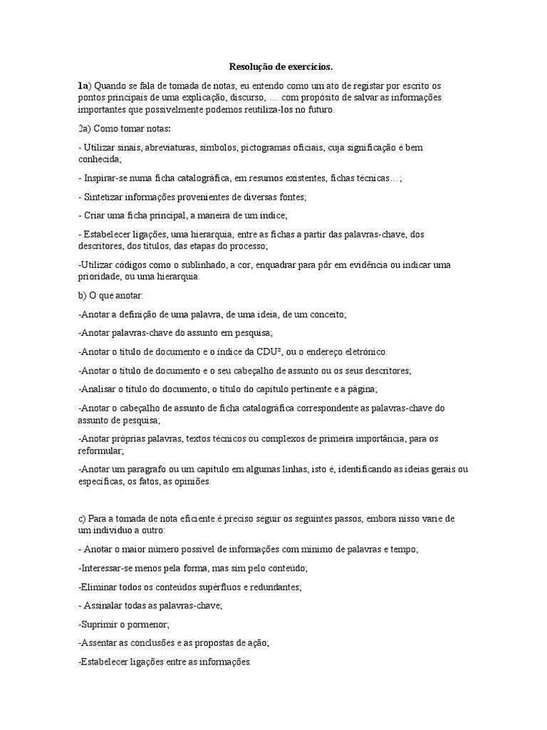 Técnicas e métodos para a tomada de notas eficaz | PDF | Abstract ...