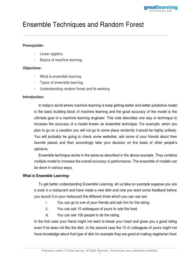 7 - Ensemble Techniques-Converted Updated | PDF | Sampling (Statistics) | Prediction