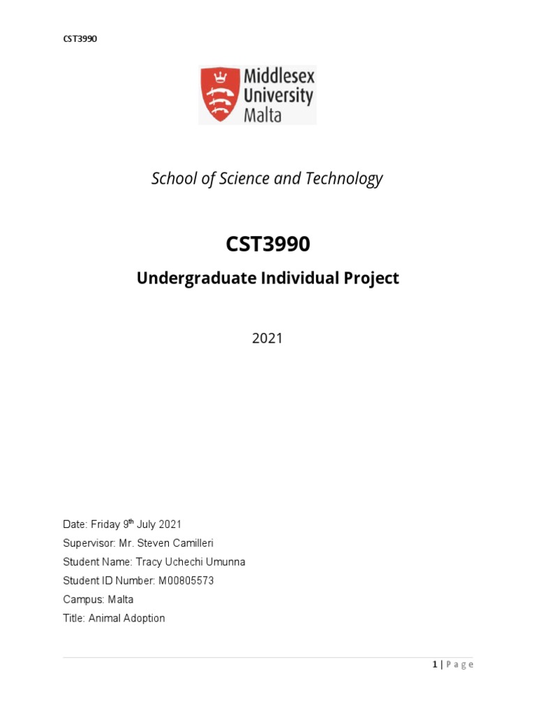 School of Science and Technology: Undergraduate Individual Project | PDF