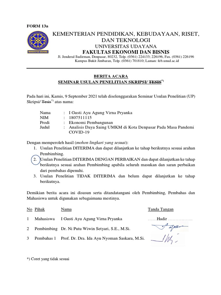 Seminar Usulan Penelitian Skripsi | PDF