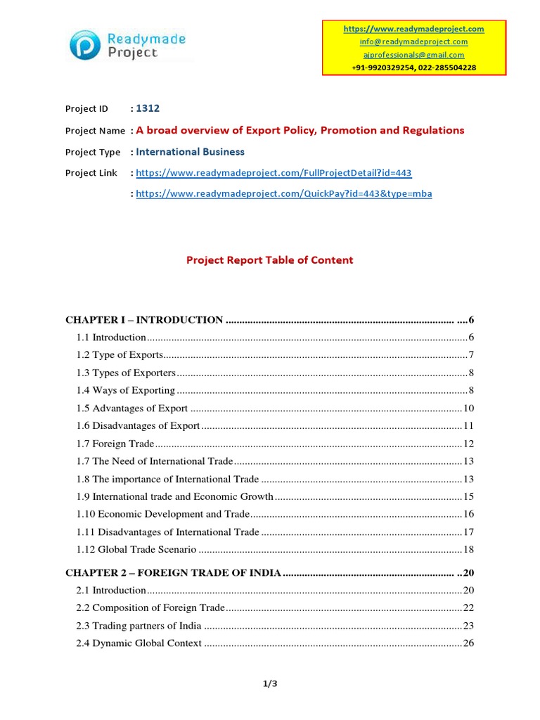 A Broad Overview of Export Policy, Promotion and Regulations | PDF ...