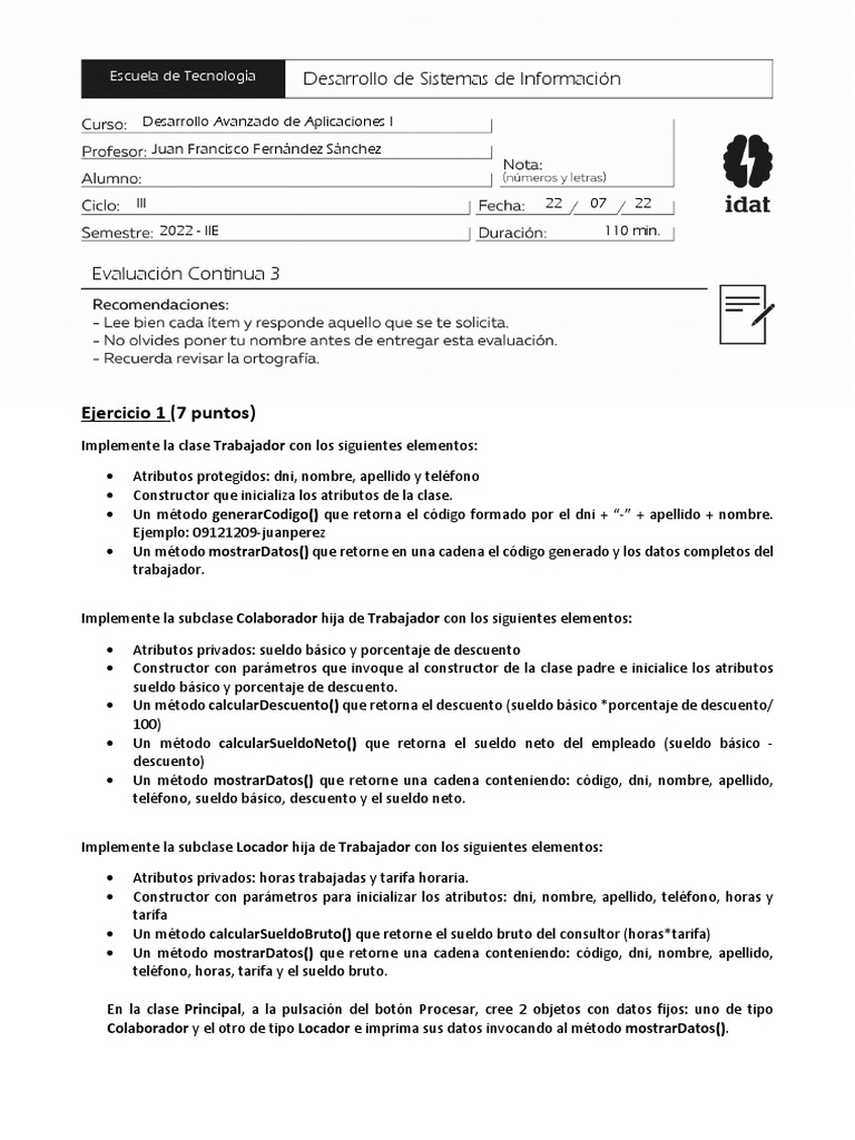 DAA1 Evaluacion Continua 3 | PDF | Objeto (informática) | Constructor (Programación Orientada a ...