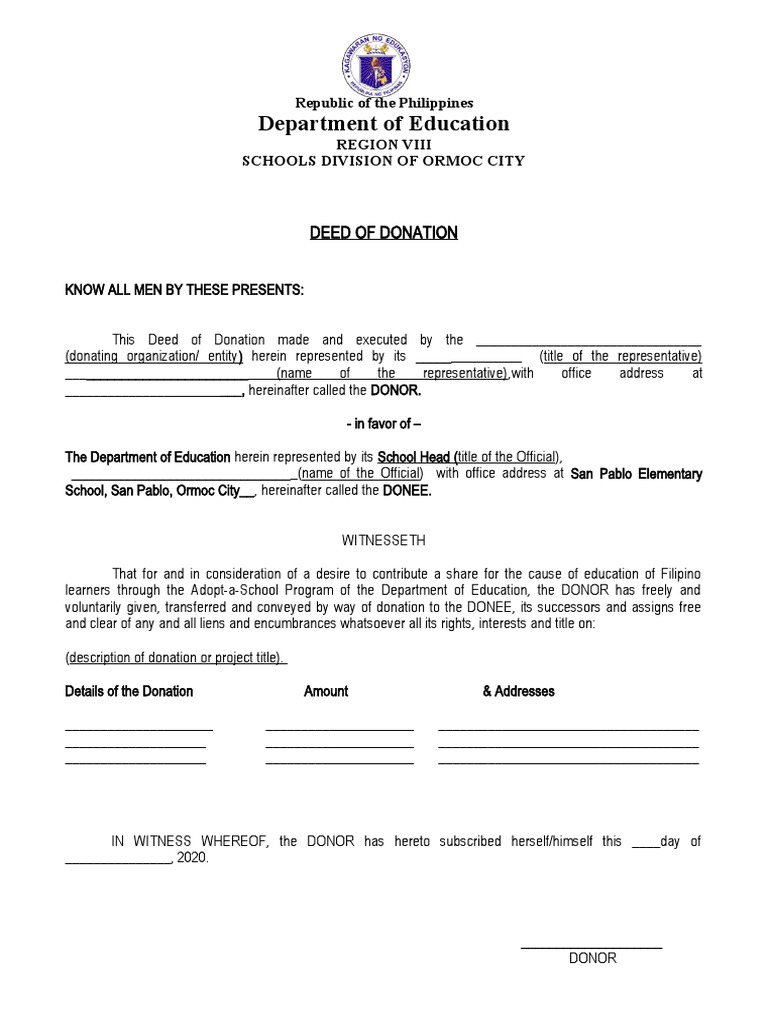 Deed of Donation | PDF | Natural Resources Law | Property