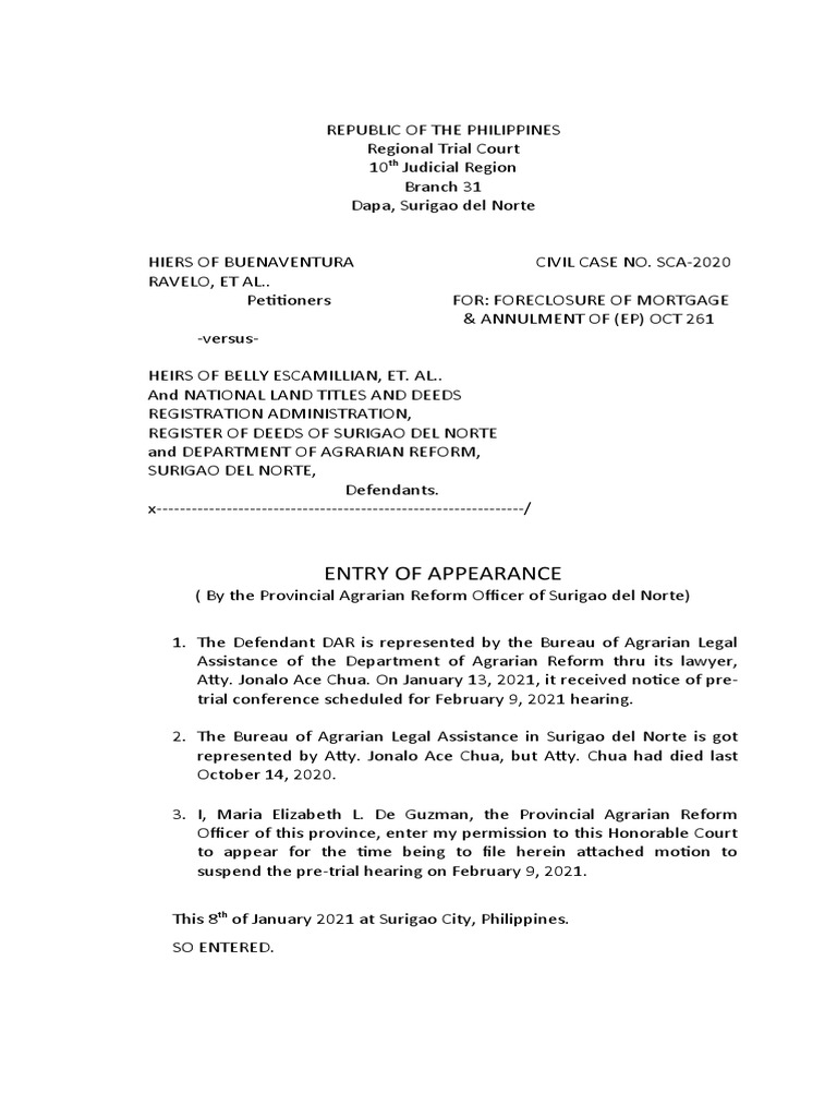 Entry of Appearance | PDF | Law