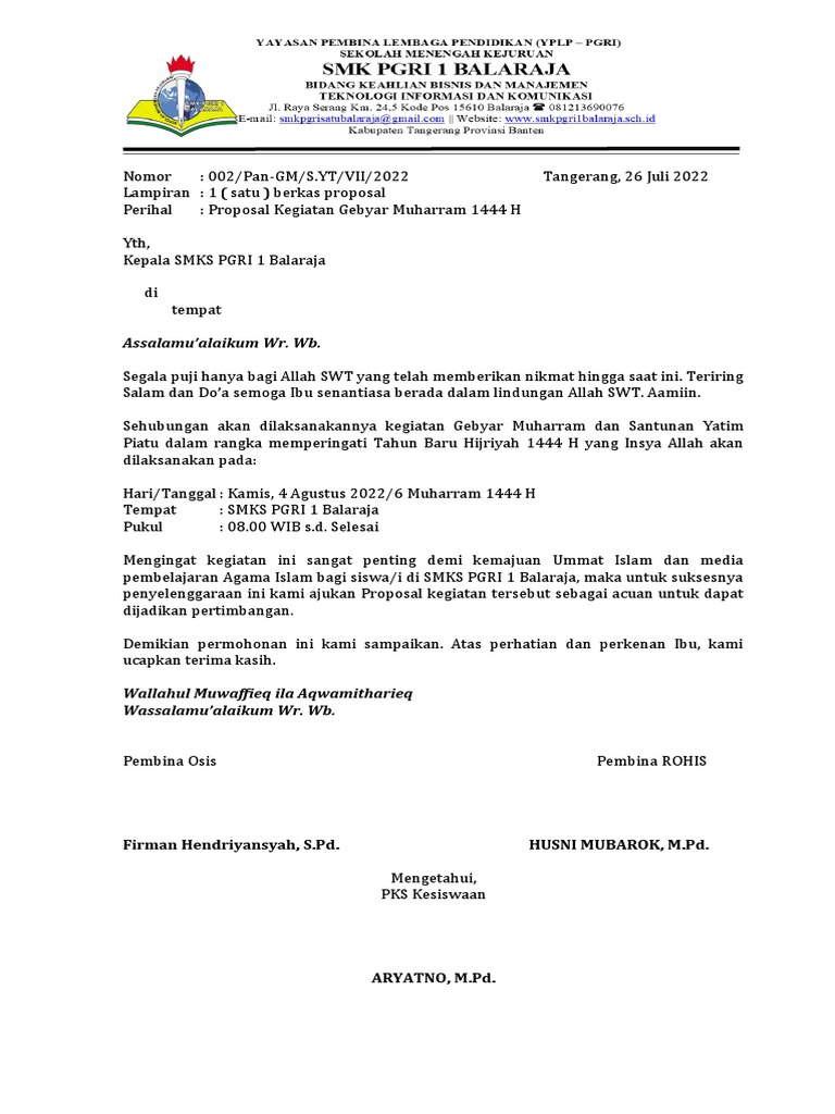 Proposal Gebyar Muharam 2022 M | PDF