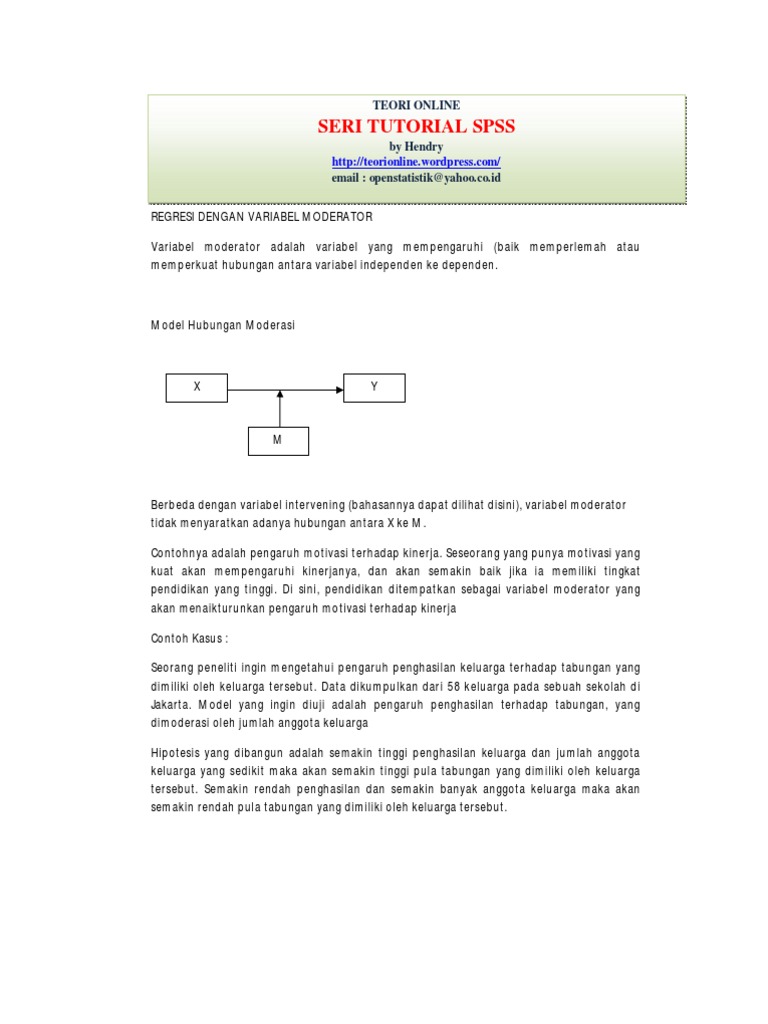 Regresi Dengan Variabel Moderator | PDF