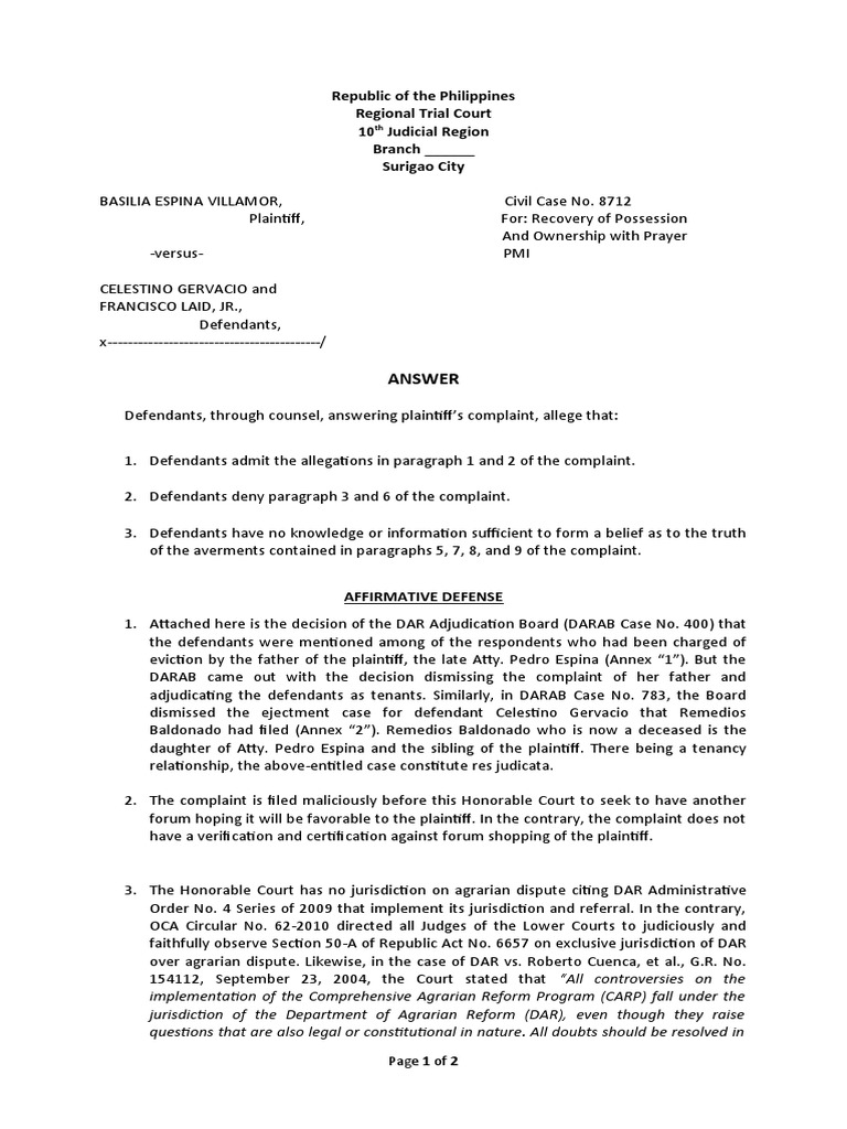 Motion To Dismiss To RTC 1 | PDF | Complaint | Lawsuit