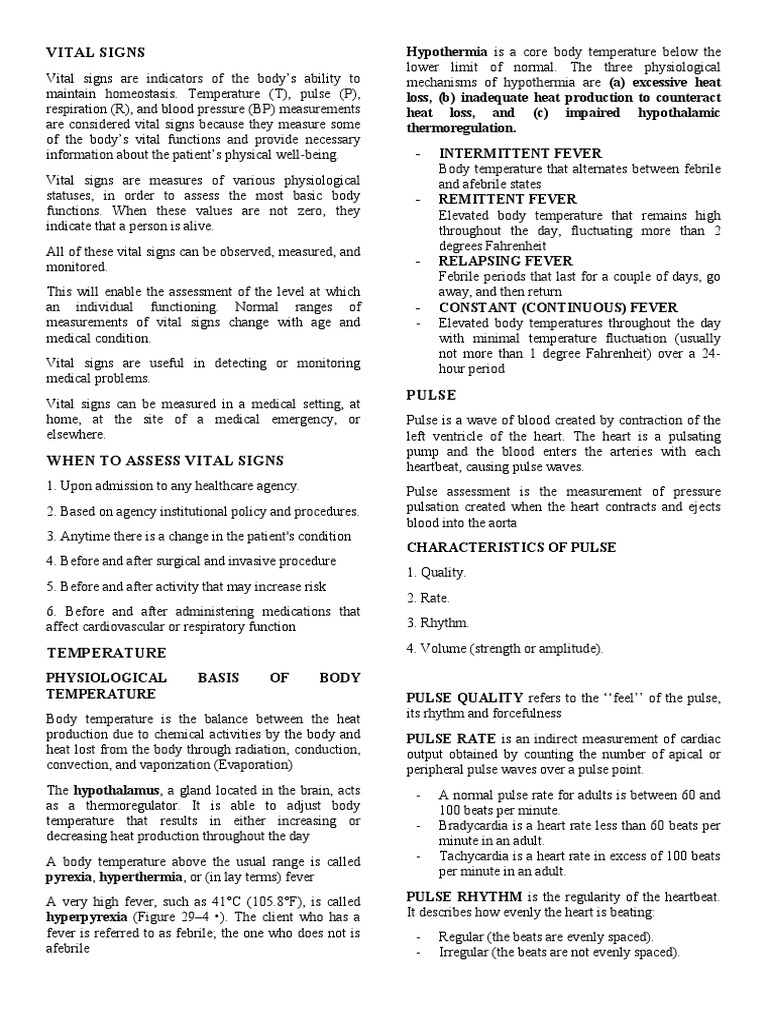 Vital Signs | PDF | Breathing | Pulse