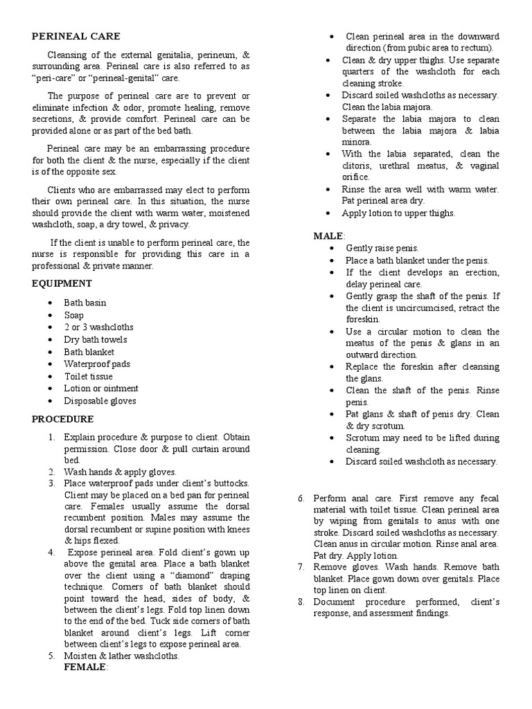 Perineal Care | PDF
