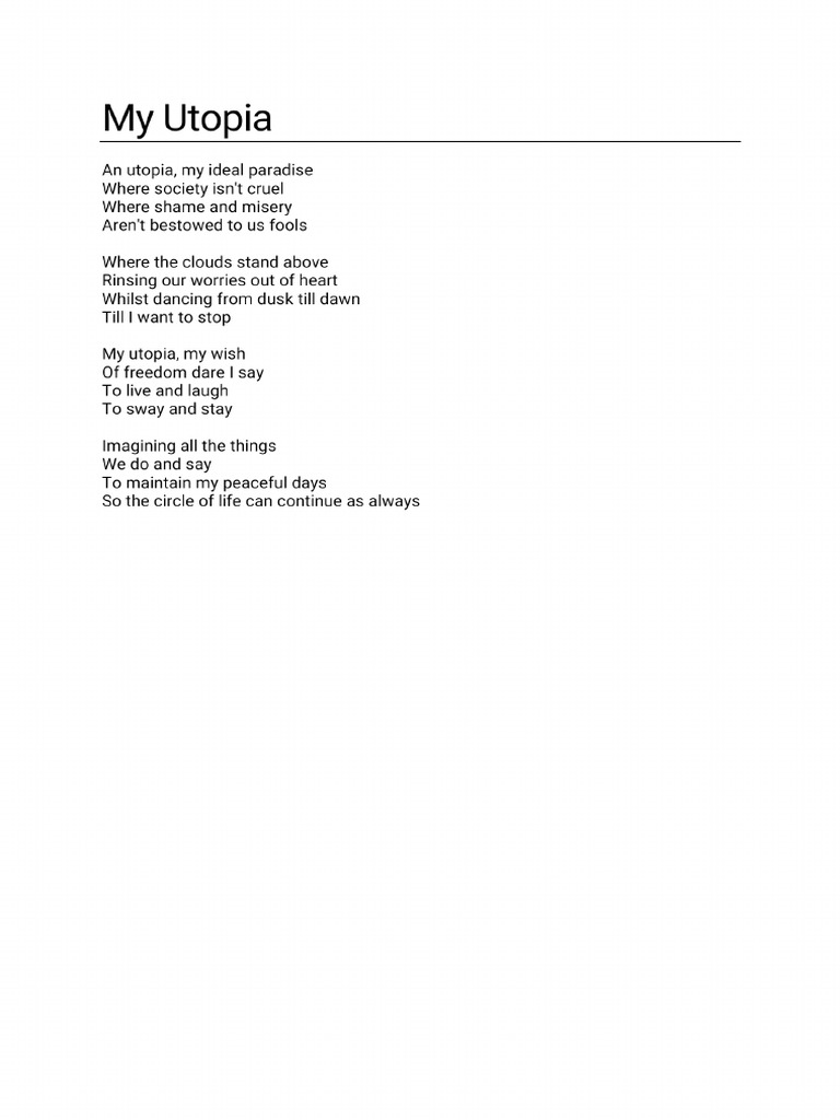 My Utopia Poem | PDF