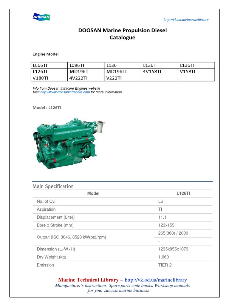 DOOSAN Propulsion Catalog | PDF | Pump | Engines