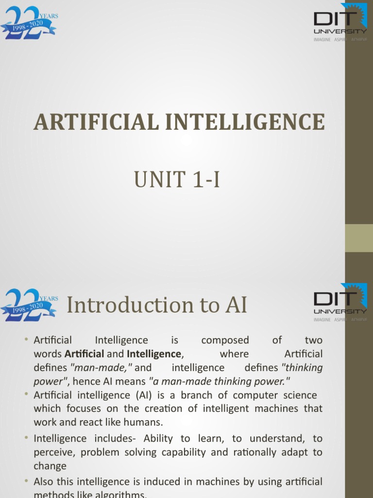 Artificial Intelligence: Unit 1-I | Download Free PDF | Artificial Intelligence | Intelligence ...