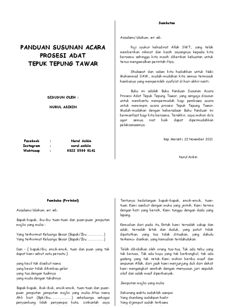 Panduan Acara Tepuk Tepung Tawar | PDF