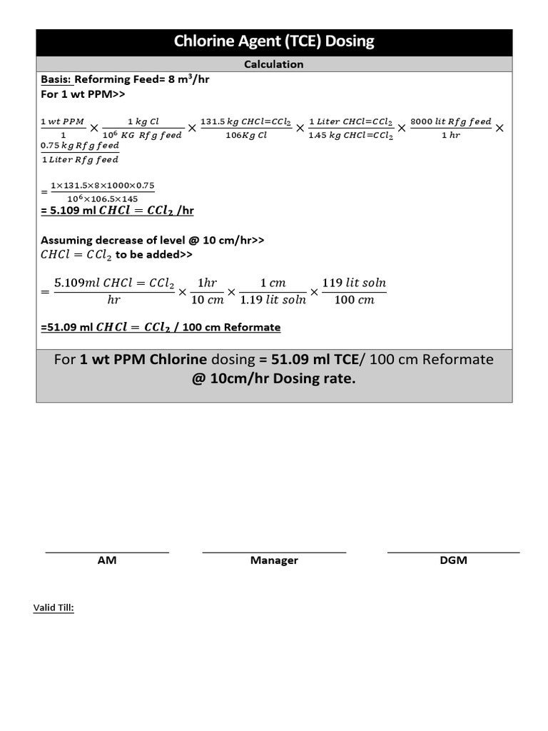 Chlorine Agent Dosing | PDF