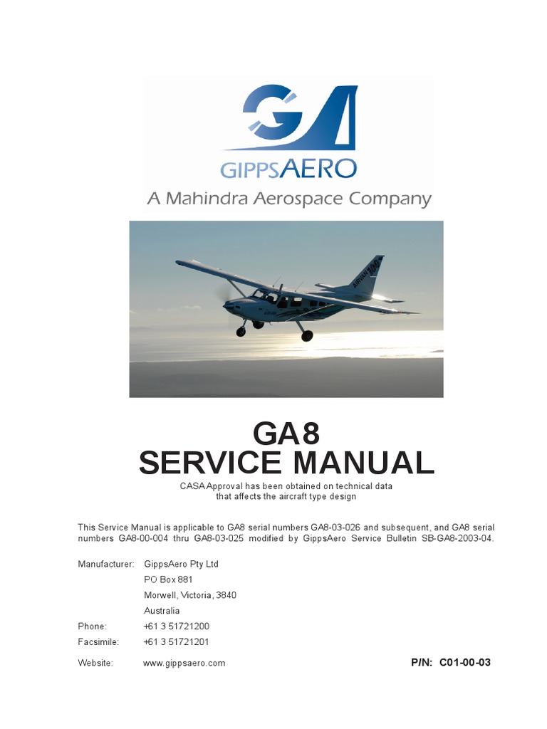 C01-00-03 - 9 (GA8) MM - PDF - GA8 | PDF | Pascal (Unit) | Landing Gear