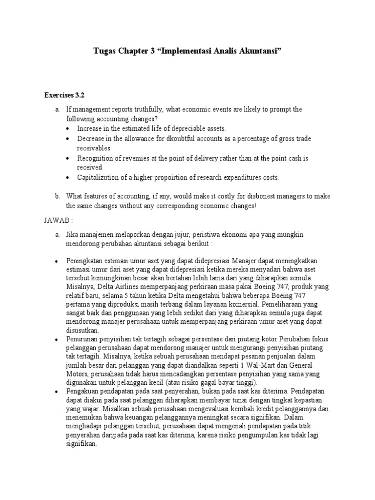 Tugas Chapter 3 "Implementasi Analis Akuntansi": Exercises 3.2 | PDF