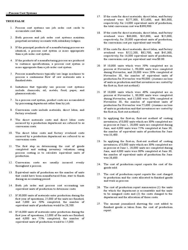 Ch3 Process Costing No Asnwer | PDF | Cost Of Goods Sold | Business