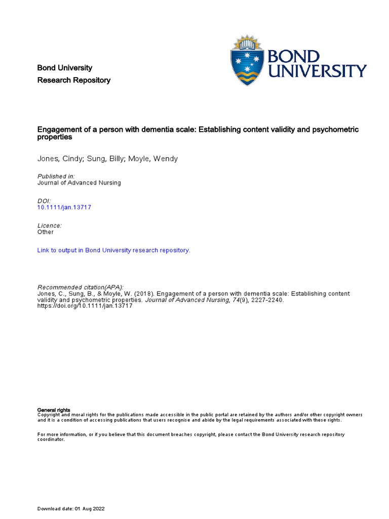 Bond University Research Repository | PDF | Dementia | Affect (Psychology)