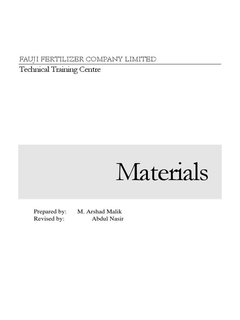 Materials: Technical Training Centre | PDF | Steel | Alloy