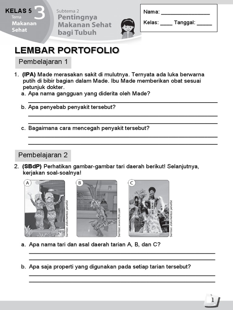 Lembar Portofolio Bupena 5a Tema 3 Sub 2 | PDF