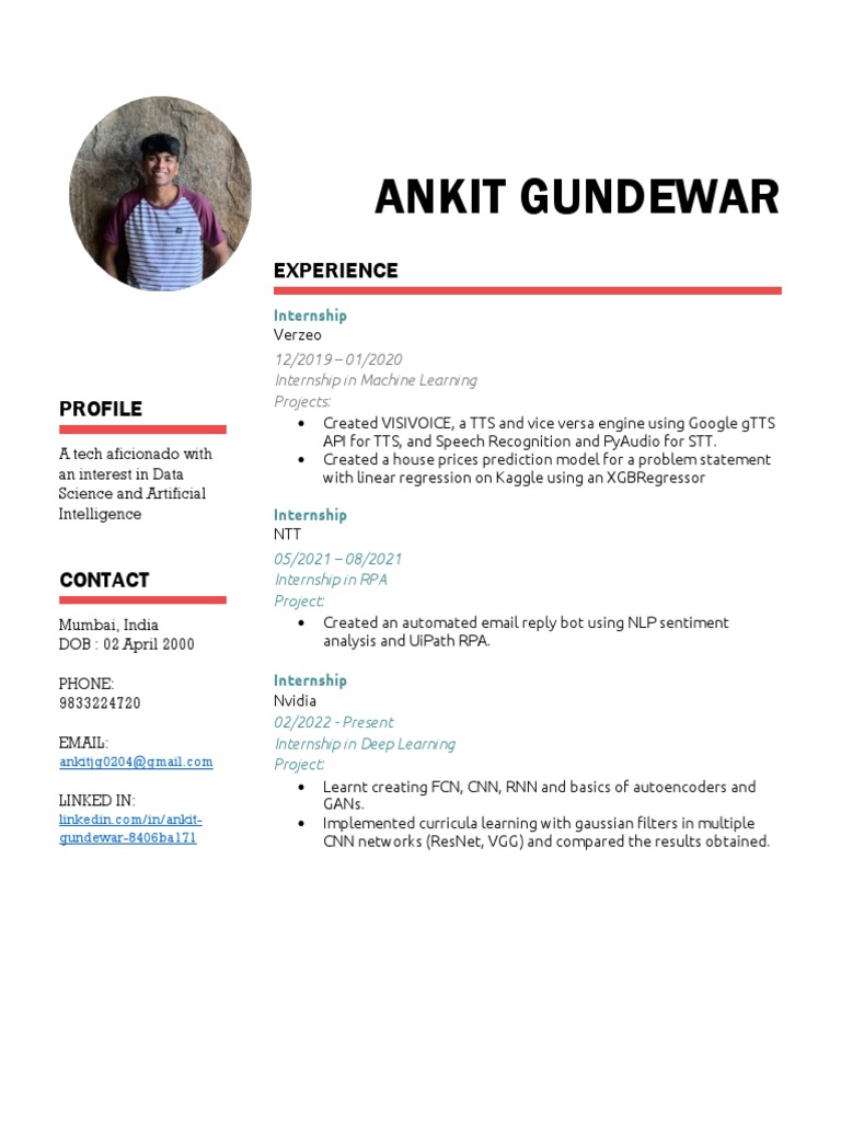 Ankit Resume | PDF | Artificial Intelligence | Intelligence (AI) & Semantics